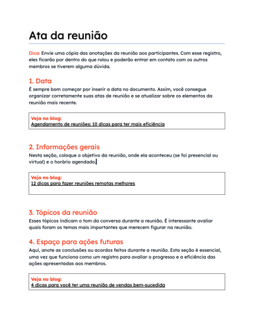 Template grátis Modelo de ata de reunião para Word | Google Docs | PDF | HubSpot